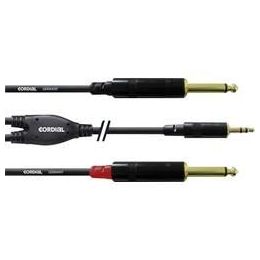Cordial Audio Adapterkabel [1x Klinkenstecker 3.5 mm - 2x Klinkenstecker 6.35 mm] 6.00 m Schwarz