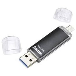 hama 00124001 USB-Stick Laeta Twin, USB 3.2 Gen 1, 128 GB, 40MB/s, Schwarz