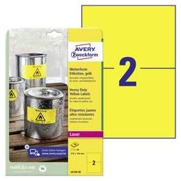 Avery-Zweckform L6130-20 Folien-Etiketten 210 x 148 mm Polyester-Folie Gelb 40 St. Permanent haftend Farblaserdrucker, Laserdrucker, Farbkopierer, Kopierer,