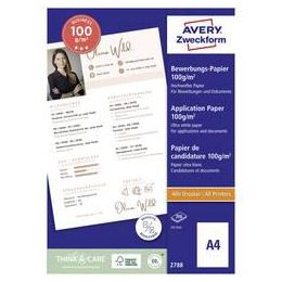 Avery-Zweckform Papier 2788 Bewerbungspapier DIN A4 100 g/m&sup2; 200 Blatt Wei&szlig;