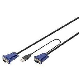 Digitus KVM Adapterkabel [1x USB-A, VGA - 1x VGA] 1.80 m Schwarz