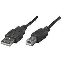 Manhattan USB-Kabel USB 2.0 USB-A Stecker, USB-B Stecker 0.50 m Schwarz Folienschirm, UL-zertifiziert, vergoldete Steckkontakte 374507