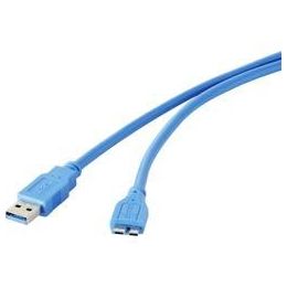 Renkforce USB-Kabel USB 3.2 Gen1 USB-A Stecker, USB-Micro-B 3.0 Stecker 1.00 m Blau vergoldete Steckkontakte RF-4264542