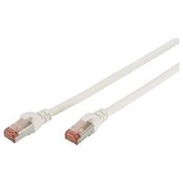 Digitus DK-1644-010/WH RJ45 Netzwerkkabel, Patchkabel CAT 6 S/FTP 1.00 m Wei&szlig; Flammwidrig, Folienschirm, Geflechtschirm, Geschirmt, Halogenfrei, Rund,