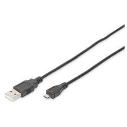 Digitus USB-Kabel USB 2.0 USB-A Stecker, USB-Micro-B Stecker 1.80 m Schwarz Rund, doppelt geschirmt DB-300127-018-S