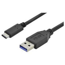 Digitus USB-Kabel USB 3.2 Gen1 USB-A Stecker, USB-C&reg; Stecker 1.00 m Schwarz Rund, beidseitig verwendbarer Stecker, doppelt geschirmt AK-300136-010-S