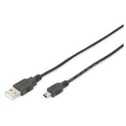 Digitus USB-Kabel USB 2.0 USB-A Stecker, USB-Mini-B Stecker 1.00 m Schwarz Rund, doppelt geschirmt DB-300130-010-S