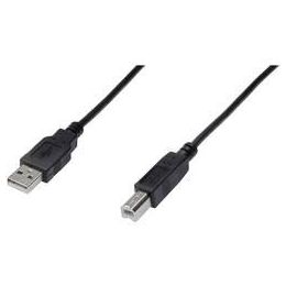Digitus USB-Kabel USB 2.0 USB-A Stecker, USB-B Stecker 1.00 m Schwarz Rund, doppelt geschirmt AK-300105-010-S