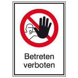 Verbotsschild Betreten verboten, Hygiene und Abstand Folie selbstklebend (B x H) 131 mm x 185 mm DIN 4844-2 1 St.