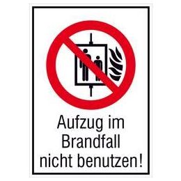 Verbotsschild Aufzug im Brandfall nicht benutzen Folie selbstklebend (B x H) 131 mm x 185 mm ISO 7010 1 St.