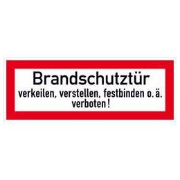 SafetyMarking 26.2550 Hinweisschild Brandschutzt&uuml;r verkeilen, verstellen, festbinden oder &auml;hnliches verboten Folie selbstklebend (B x H) 297 mm x 105 mm 1 St.