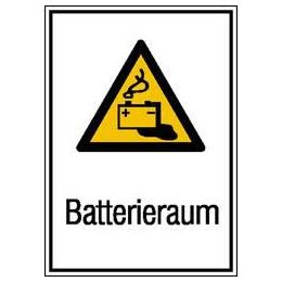 Warn-Kombischild Batterieraum Folie selbstklebend (B x H) 131 mm x 185 mm ISO 7010 1 St.