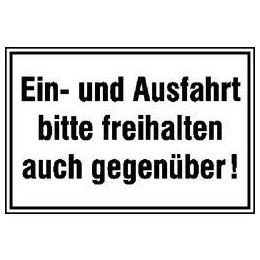 SafetyMarking 11.5232 Hinweisschild Ein- und Ausfahrt bitte freihalten auch gegen&uuml;ber Aluminium (B x H) 400 mm x 250 mm 1 St.