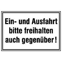 SafetyMarking 11.5586 Hinweisschild Ein- und Ausfahrt bitte freihalten auch gegen&uuml;ber Aluminium (B x H) 250 mm x 150 mm 1 St.