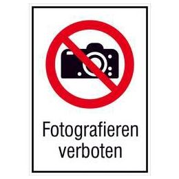 Verbotsschild Fotografieren verboten Folie selbstklebend (B x H) 131 mm x 185 mm ISO 7010 1 St.