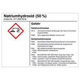 SafetyMarking 21.B1200.15 Gefahrstoffetikett G015 Natriumhydroxid (50%) Folie selbstklebend (B x H) 105 mm x 74 mm 1 St.