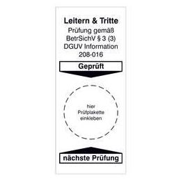SafetyMarking 30.C5101 Grundplakette Gepr&uuml;ft gem. BetrSichV &sect;3 (3), DGUV Information 208-016 Wei&szlig; Folie selbstklebend (&Oslash;) 30 mm 30 mm 4 St.