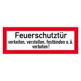 SafetyMarking 21.2554 Hinweisschild Brandschutzt&uuml;r verkeilen, verstellen, festbinden oder &auml;hnliches verboten Folie selbstklebend (B x H) 297 mm x 105 mm 1 St.