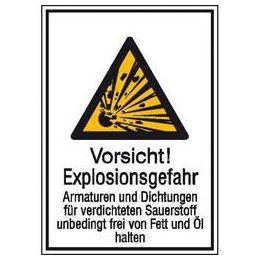 Warn-Kombischild Vorsicht! Explosionsgefahr Folie selbstklebend (B x H) 131 mm x 185 mm ISO 7010 1 St.