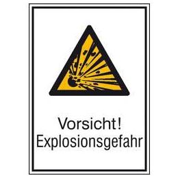 Warn-Kombischild Vorsicht! Explosionsgefahr Folie selbstklebend (B x H) 131 mm x 185 mm ISO 7010 1 St.