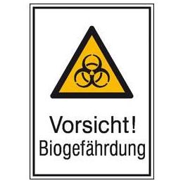 Warn-Kombischild Vorsicht! Biogef&auml;hrdung Folie selbstklebend (B x H) 131 mm x 185 mm ISO 7010 1 St.