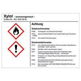 SafetyMarking 21.B1200.22 Gefahrstoffetikett G022 Xylol, Isomerengemisch Folie selbstklebend (B x H) 105 mm x 74 mm 1 St.
