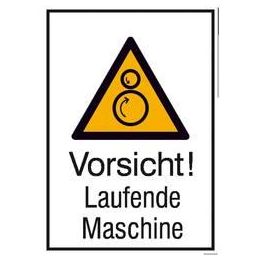 Warn-Kombischild Vorsicht! Laufende Maschine Folie selbstklebend (B x H) 131 mm x 185 mm ISO 7010 1 St.