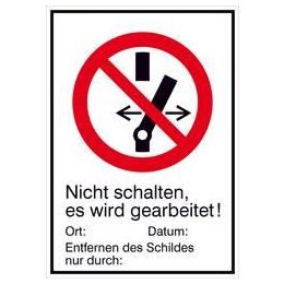 Verbotsschild Nicht schalten es wird gearbeitet Folie magnetisiert (B x H) 131 mm x 185 mm ISO 7010 1 St.