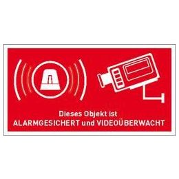 SafetyMarking 21.G5023 Hinweisschild Objekt alarmgesichert und video&uuml;berwacht Folie selbstklebend (B x H) 85 mm x 45 mm 1 St.