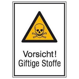 Warn-Kombischild Vorsicht! Giftige Stoffe Folie selbstklebend (B x H) 131 mm x 185 mm ISO 7010 1 St.