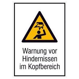 Warn-Kombischild,Folie,Warnung vor Hindern.,13,1x18,5 cm DIN EN ISO 7010 W020 + Zusatztext