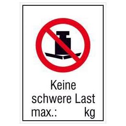 Verbotsschild Keine schwere Last Folie selbstklebend (B x H) 105 mm x 148 mm ISO 7010 1 St.