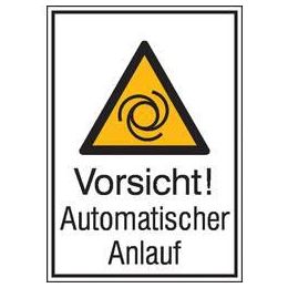 Warn-Kombischild Vorsicht! Automatischer Anlauf Folie selbstklebend (B x H) 131 mm x 185 mm ISO 7010 1 St.