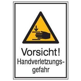 Warn-Kombischild Vorsicht! Handverletzungsgefahr Folie selbstklebend (B x H) 131 mm x 185 mm ISO 7010 1 St.