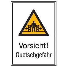 Warn-Kombischild Vorsicht! Quetschgefahr Folie selbstklebend (B x H) 131 mm x 185 mm ISO 7010 1 St.