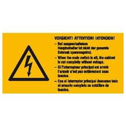 Warn-Kombischild Achtung Folie selbstklebend (B x H) 148 mm x 74 mm ISO 7010 1 St.