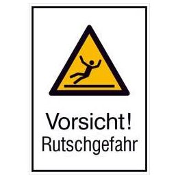 Warn-Kombischild,Folie,Vorsicht! Rutschgefahr,13,1 x 18,5 cm DIN EN ISO 7010 W011 + Zusatztext ASR A1.3 W011 +