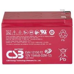 CSB Battery EVH 12150 EVH12150X3 Bleiakku 12 V 15 Ah Blei-Vlies (AGM) (B x H x T) 151 x 102 x 98 mm Flachstecker 6.35 mm Zyklenfest, Wartungsfrei, Geringe