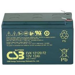 CSB Battery EVX 12120 EVX12120F2 Bleiakku 12 V 12 Ah Blei-Vlies (AGM) (B x H x T) 151 x 100 x 98 mm Flachstecker 6.35 mm Zyklenfest, Wartungsfrei, Geringe