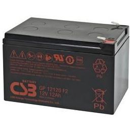 CSB Battery GP 12120 Standby USV GP12120F2 Bleiakku 12 V 12 Ah Blei-Vlies (AGM) (B x H x T) 151 x 100 x 98 mm Flachstecker 6.35 mm Wartungsfrei, Geringe