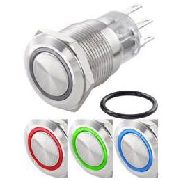 TRU COMPONENTS TC-7494632 TC-LAS1-AGQ-11ZE/42RGB/ Vandalismusgesch&uuml;tzter Druckschalter 250 V/AC 3 A 1 x Aus/Ein rastend Rot, Gr&uuml;n, Blau, RGB IP65 1 St.