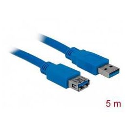 Delock USB-Kabel USB 3.2 Gen1 USB-A Stecker, USB-A Buchse 5.00 m Blau vergoldete Steckkontakte 82541