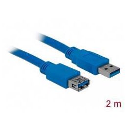 Delock USB-Kabel USB 3.2 Gen1 USB-A Stecker, USB-A Buchse 2.00 m Blau vergoldete Steckkontakte 82539