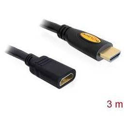 Delock HDMI Verl&auml;ngerungskabel HDMI-A Stecker, HDMI-A Buchse 3.00 m Schwarz 83081 4K UHD, vergoldete Steckkontakte HDMI-Kabel