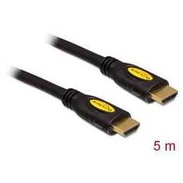 Delock HDMI Anschlusskabel HDMI-A Stecker, HDMI-A Stecker 5.00 m Schwarz 82455 4K UHD, vergoldete Steckkontakte HDMI-Kabel
