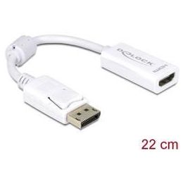 Delock 61767 DisplayPort / HDMI Adapter [1x DisplayPort Stecker - 1x HDMI-Buchse] Wei&szlig; mit Ferritkern 12.00 cm