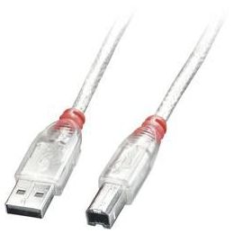 LINDY USB-Kabel USB 2.0 USB-A Stecker, USB-B Stecker 5.00 m Transparent 41755
