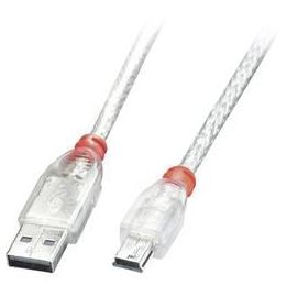 LINDY USB-Kabel USB 2.0 USB-A Stecker, USB-Mini-B Stecker 0.50 m Transparent 41781