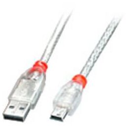 LINDY USB-Kabel USB-A Stecker, USB-Mini-B Stecker 3.00 m Transparent 41784