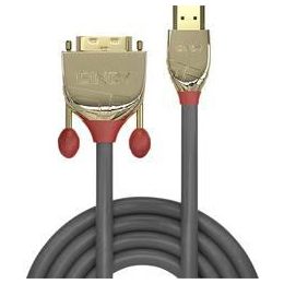 LINDY HDMI / DVI Adapterkabel HDMI-A Stecker, DVI-D 18+1pol. Stecker 10.00 m Grau 36198 HDMI-Kabel
